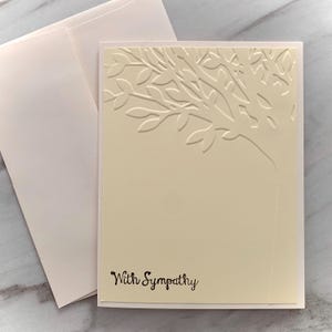 Handmade Embossed Tree Sympathy Cards: Cream Condolence Set - Etsy