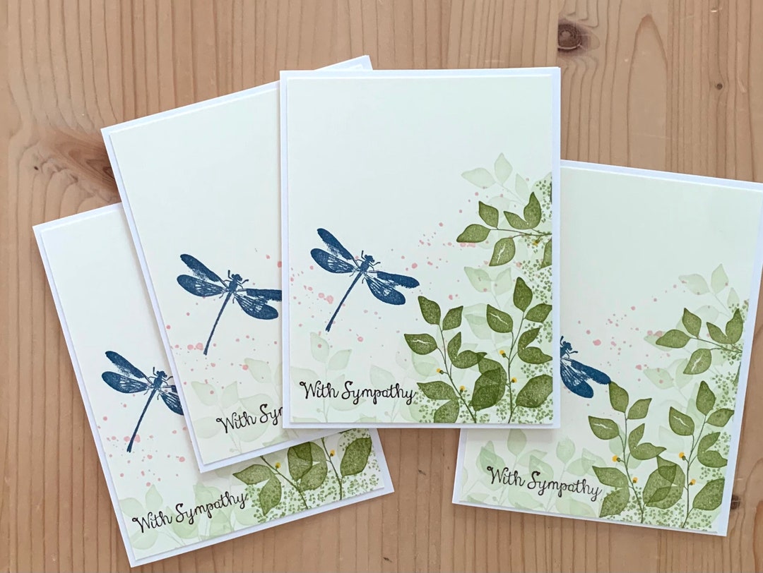 Dragonfly Sympathy Cards. Set of 4 Blank Inside Greeting - Etsy