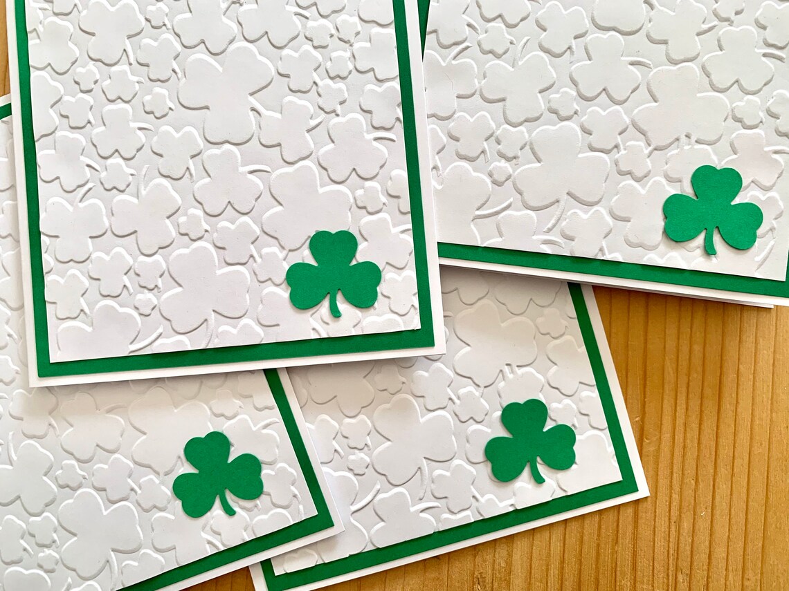St. Patrick's Day Card Set. Embossed Clover Cards. Single - Etsy