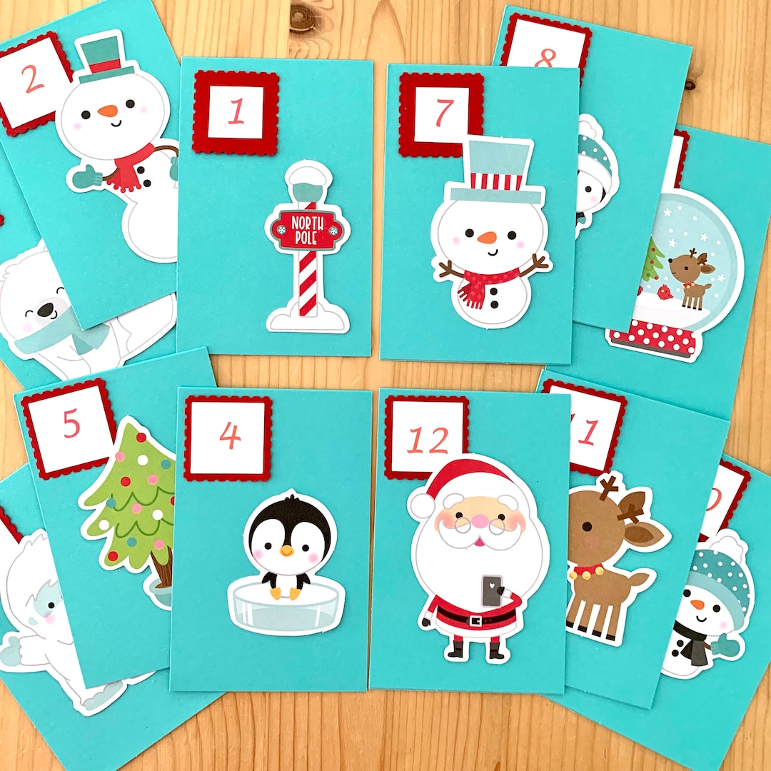 12 Days of Christmas Mini Cards. Blue Christmas Countdown - Etsy