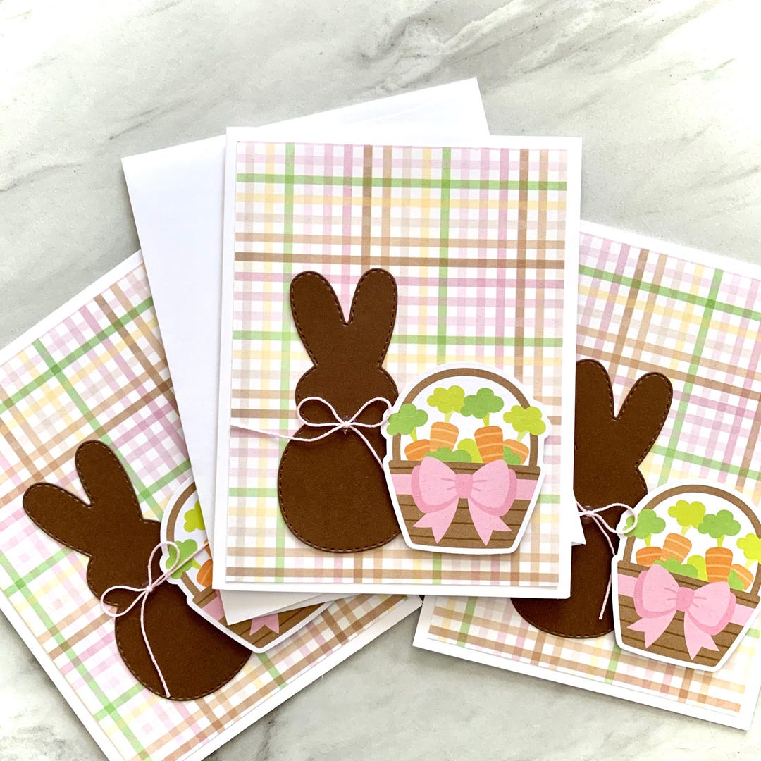 Easter Bunny Cards. Easter Basket Greeting Cards, Set of 3 - Etsy