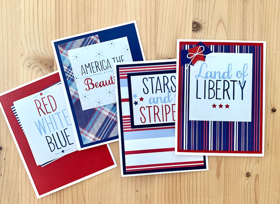 Patriotic Cards. Set of 4 Blank America-themed Greeting - Etsy