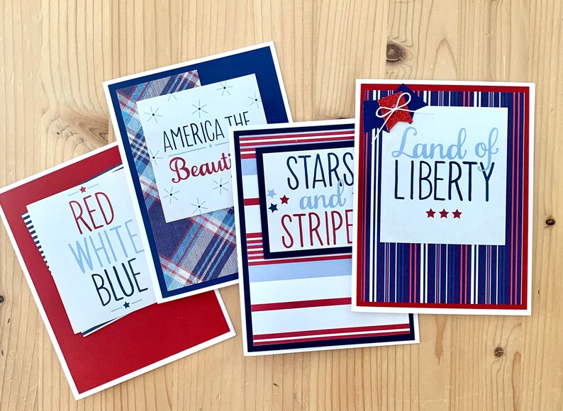 Patriotic Cards. Set of 4 Blank America-themed Greeting - Etsy