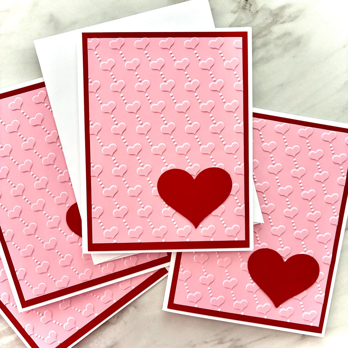 Pink Embossed Heart Cards for Valentine's Day. Set of 4 or 12 - Etsy