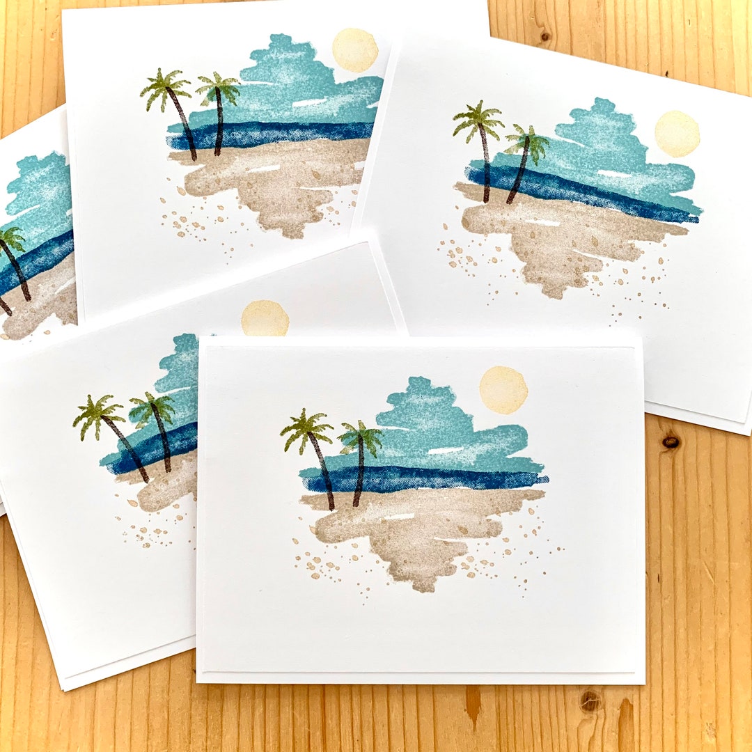 Blank Beach Cards, Handmade Set of 5. Beach Vacation Note Cards - Etsy