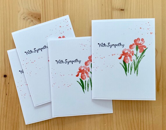 Sympathy Card Set of 4. Flower Condolence Card With Sympathy - Etsy