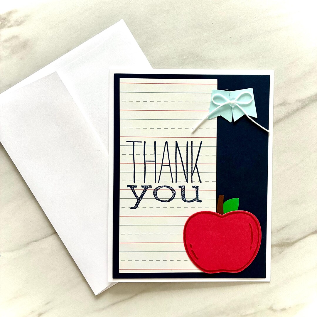 Apple Thank You Card for Last Day of School. Teacher Gift. Includes 1 ...