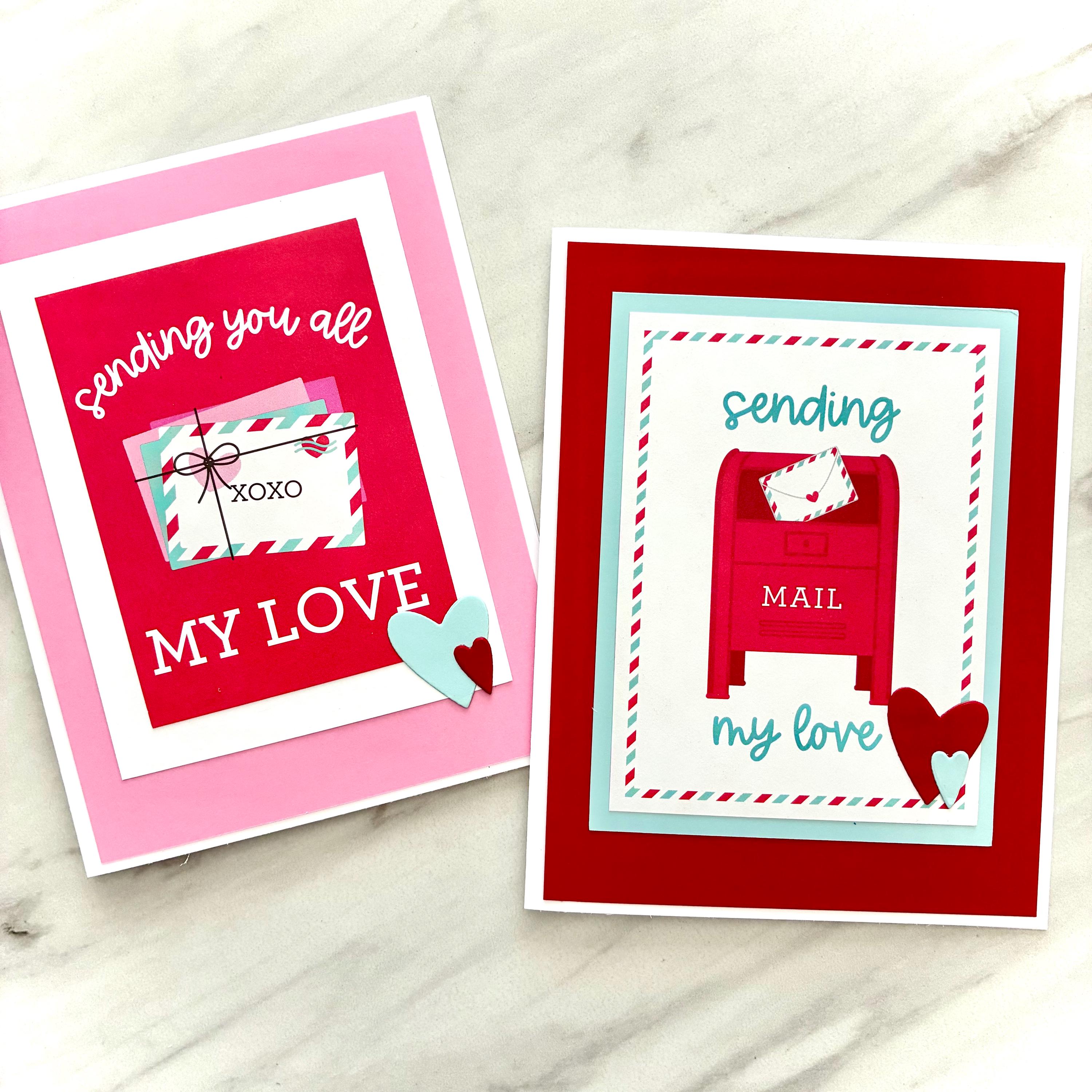 Valentine Cards, Mail-themed. Set of 4 Love Letter Valentine's Day ...