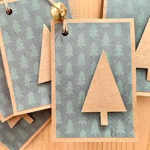 Rustic Christmas Tree Gift Tags: Kraft Paper, Jingle Bell Twine - Set ...