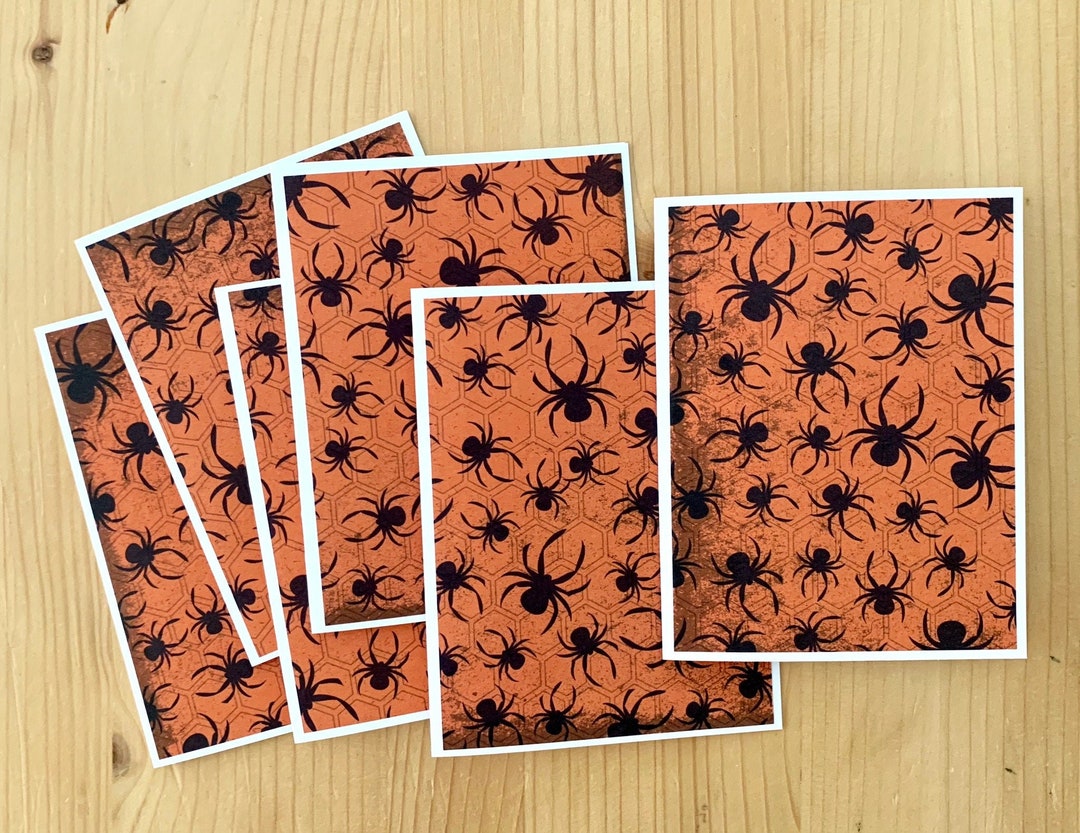 Halloween Spider Cards. Set of 6 Spider Note Cards. Orange - Etsy