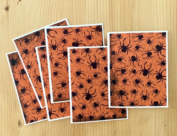 Halloween Spider Cards. Set of 6 Spider Note Cards. Orange - Etsy