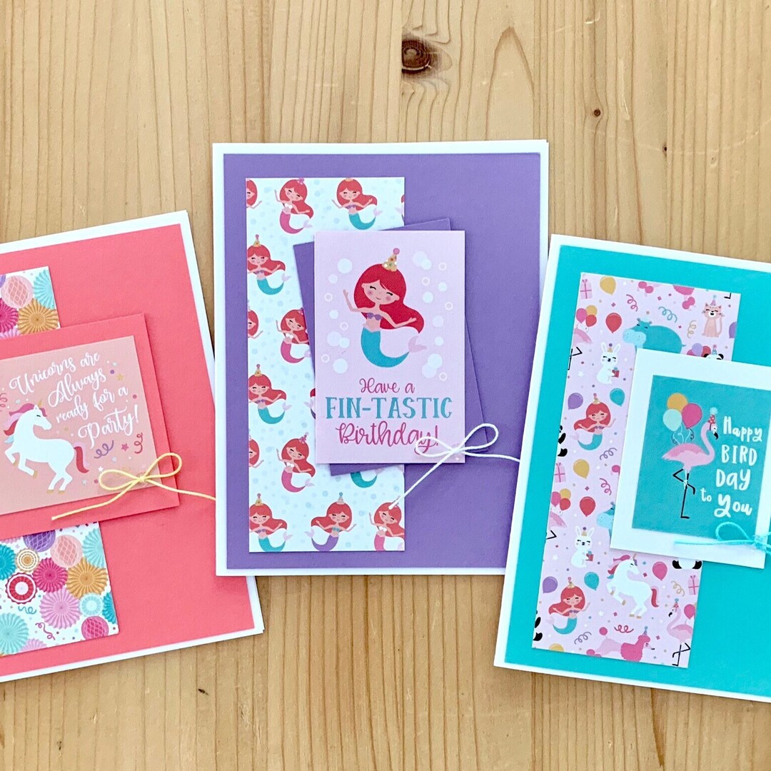 6ct. Pun Birthday Cards for Girls. Mermaid Flamingo Unicorn - Etsy