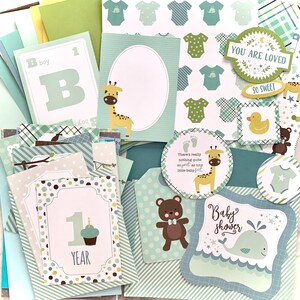 Baby Boy Ephemera, 100 Pieces. 12 Month Milestones Record Keeper for ...