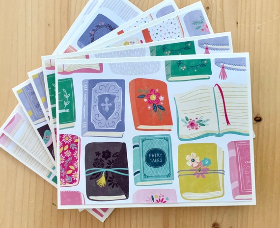 Library Note Card Set. 12 Book Note Cards. Book Lover Gift. - Etsy