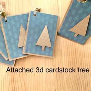 Rustic Christmas Tree Gift Tags: Kraft Paper, Jingle Bell Twine - Set ...