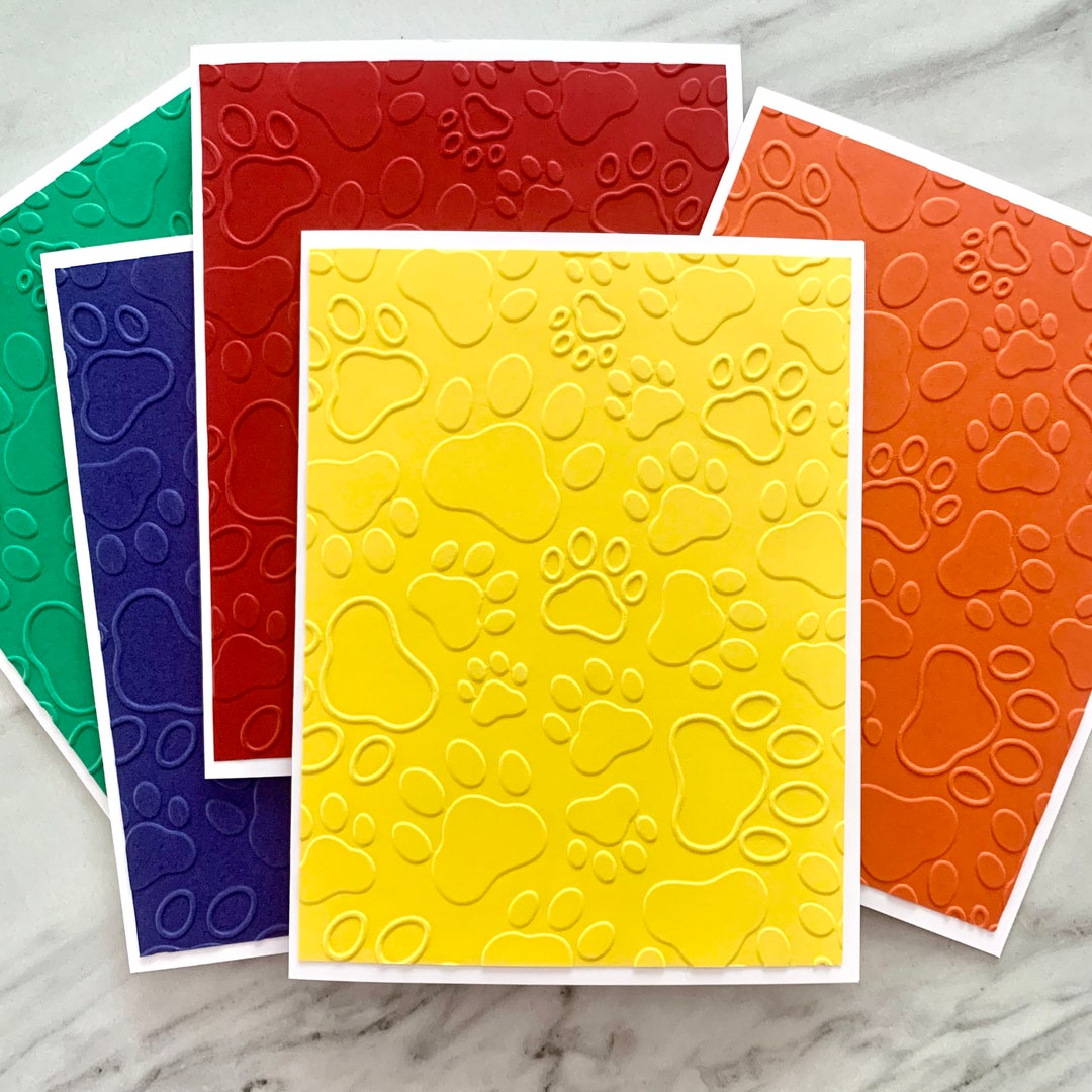 Paw Print Cards. Embossed Pet Note Card Set, Rainbow Colors for Dogs ...