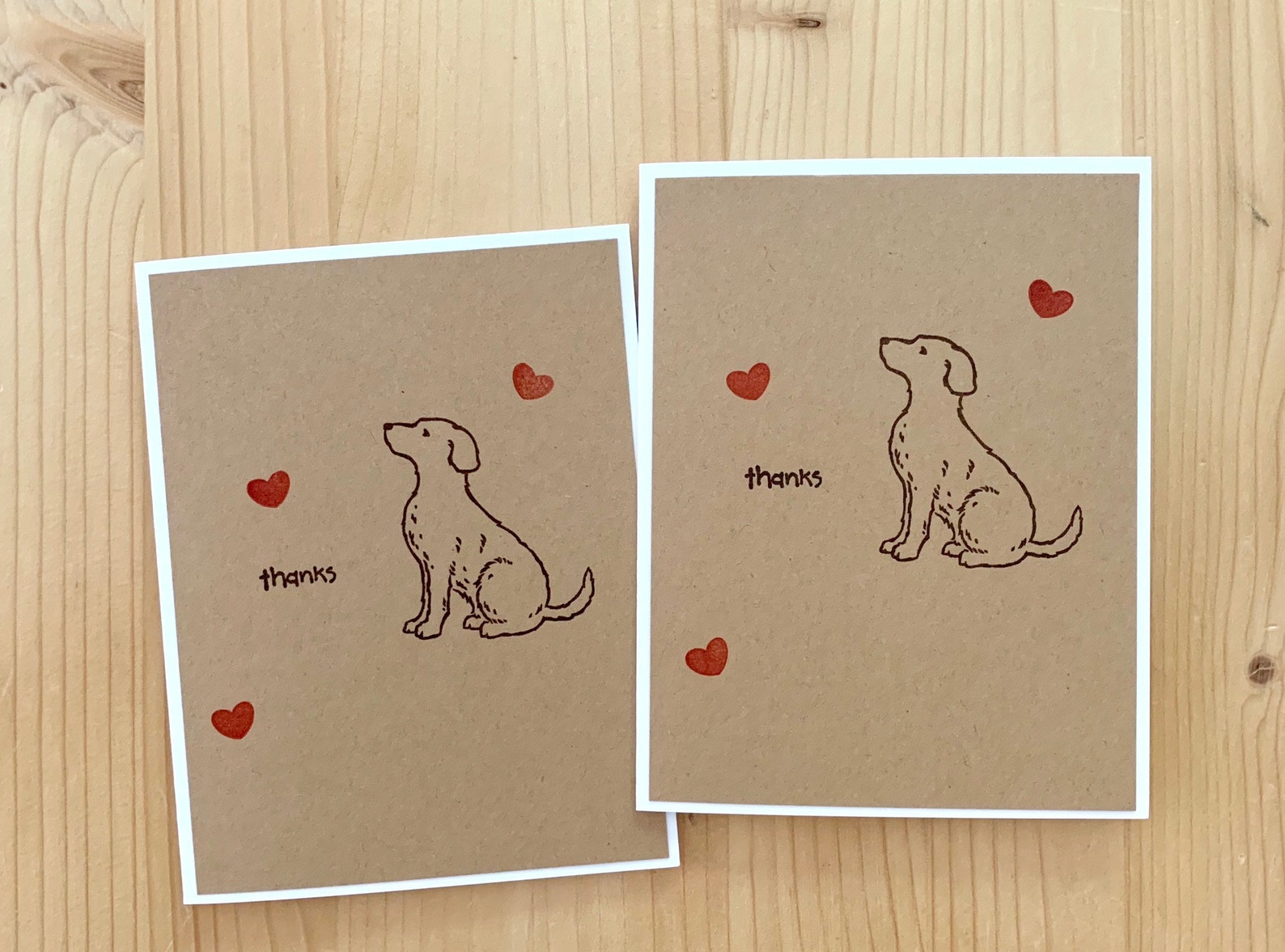 Dog Thank You Cards. Kraft Card Set with Dog Theme. | Etsy