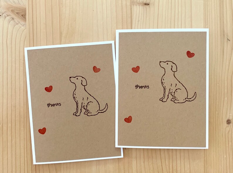 Dog Thank You Cards. Kraft Card Set With Dog Theme. - Etsy