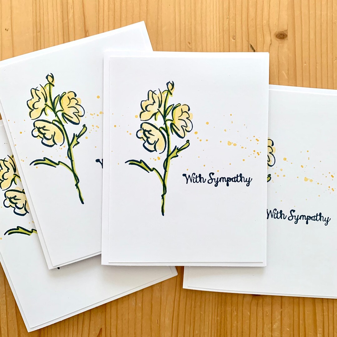 Sympathy Cards, Set of 4. Handmade Greeting Cards With Yellow Flowers ...