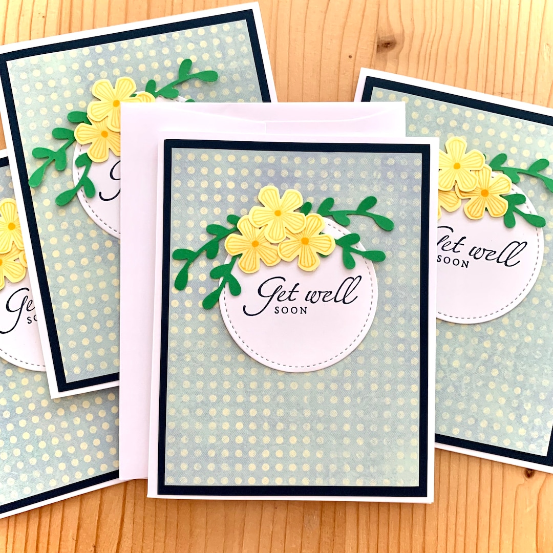 Yellow Flower Get Well Soon Greeting Card Set of 4. Blank Inside - Etsy