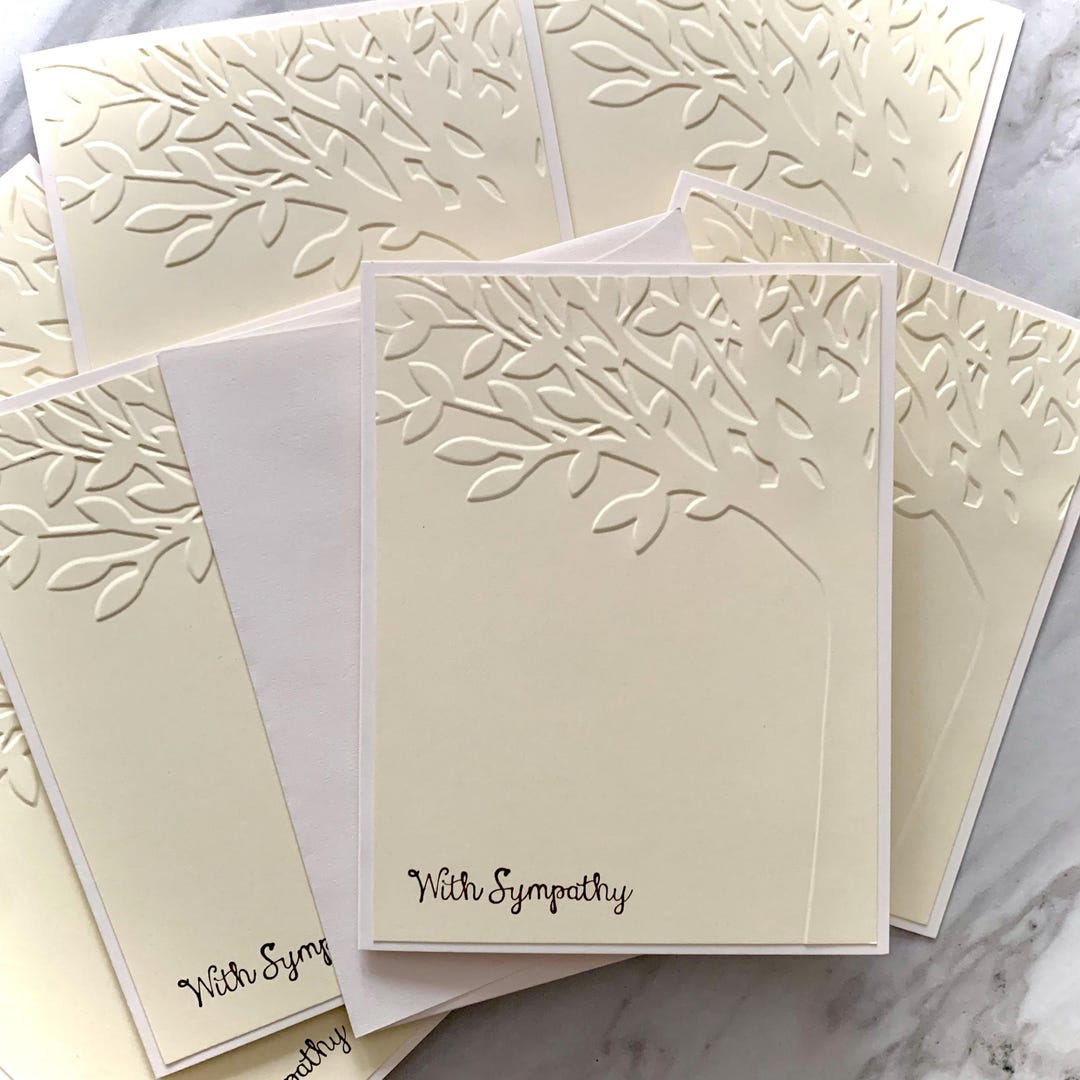 Handmade Embossed Tree Sympathy Cards: Cream Condolence Set - Etsy
