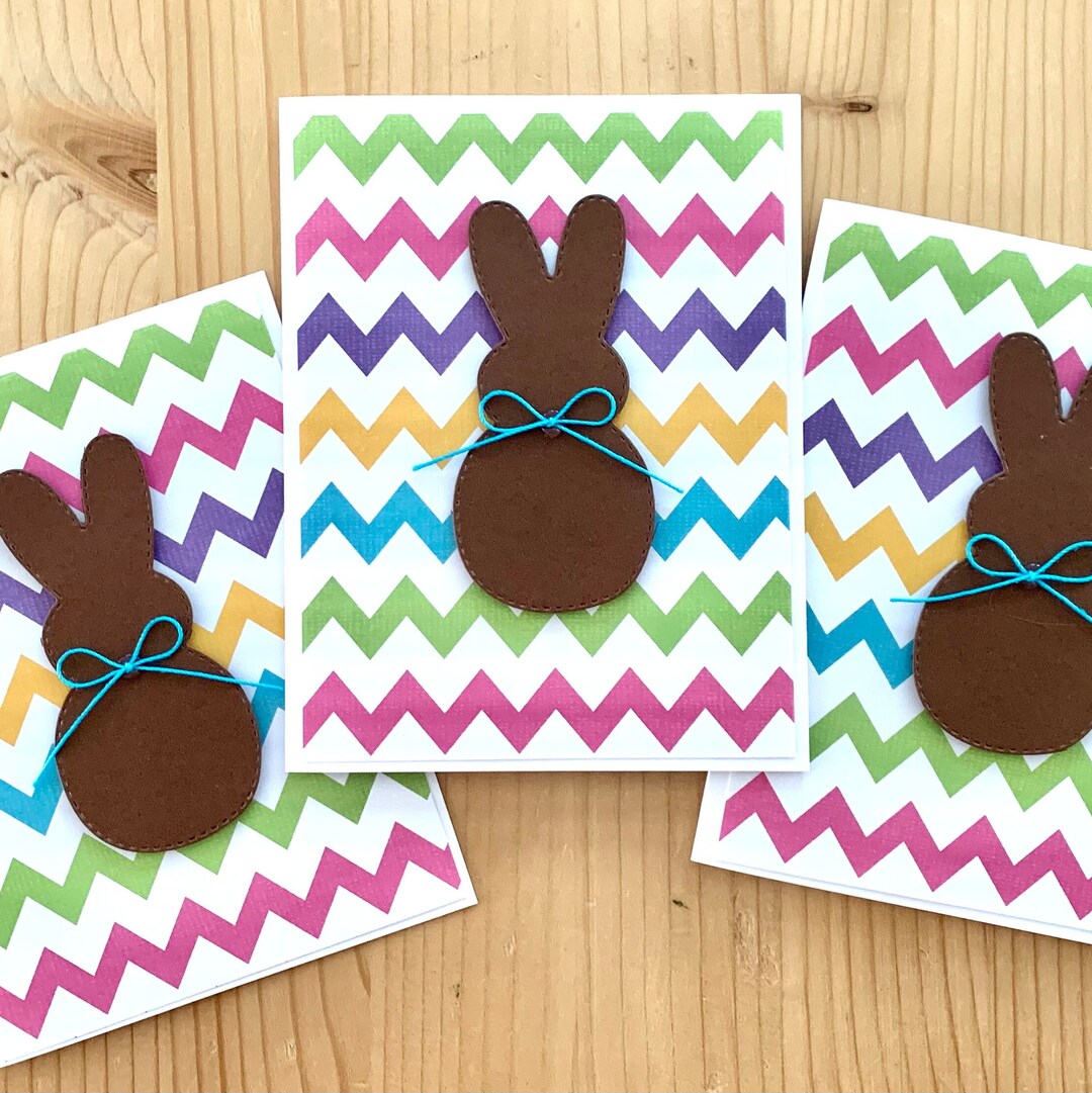 3 Easter Bunny Greeting Cards, Handmade. - Etsy