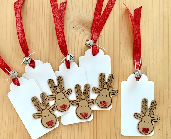 Reindeer Christmas Gift Tags. Set of 5 Christmas Gift Bag - Etsy