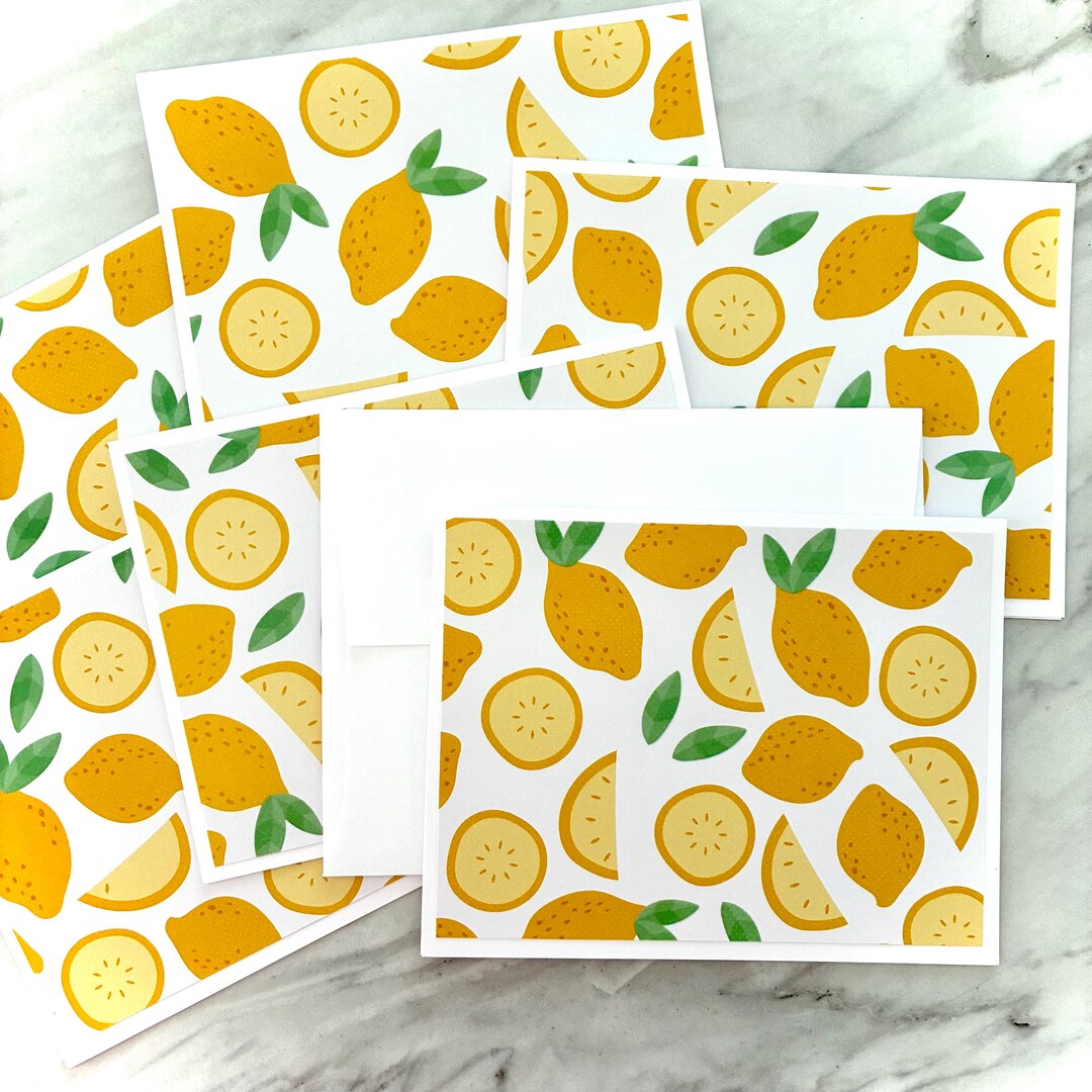 Lemon Note Cards. Set of 6 or 12. Yellow Lemon Card Set - Etsy