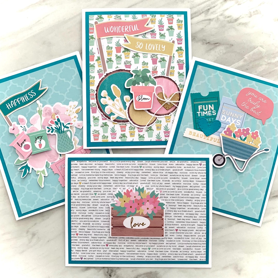 Gardening Handmade Greeting Cards, Set of 4. Friendship Cards for ...