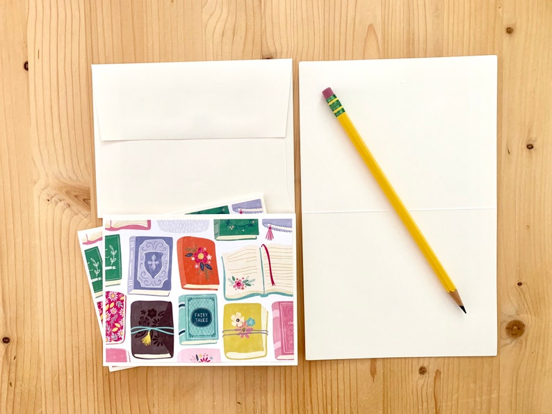 Library Note Card Set. 12 Book Note Cards. Book Lover Gift. | Etsy