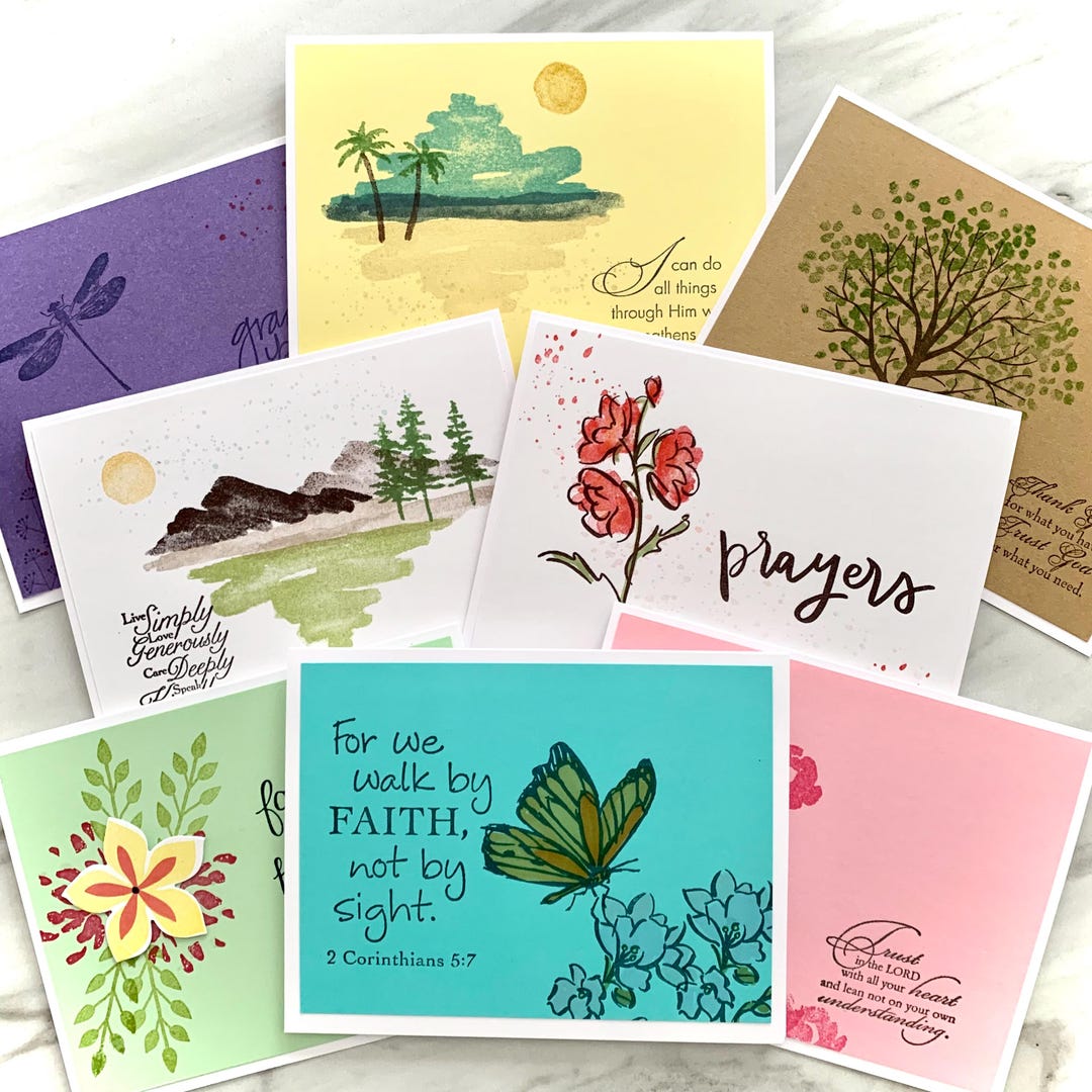 Christian Bible Verse Cards. Set of 8 Handmade Religious Cards ...