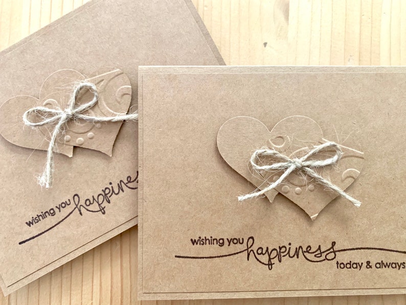 Hearts Wedding Card. Rustic Wedding Card. Handmade Kraft | Etsy