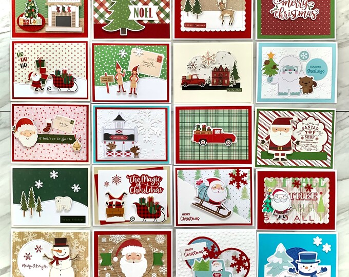 10 Christmas Cards. Handmade Greeting Cards, Assortment Set - Etsy