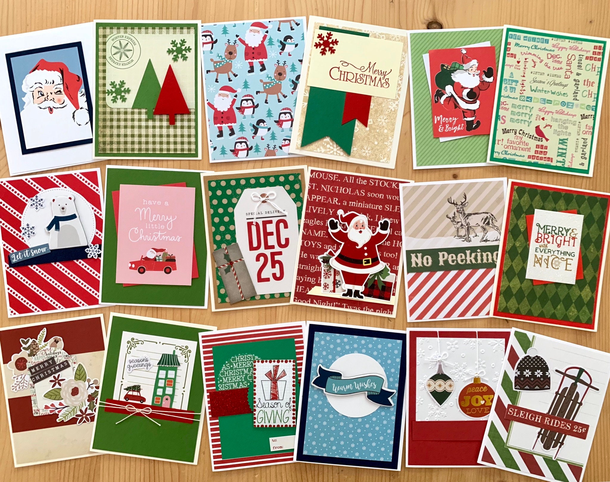 Handmade Christmas Cards. Assortment Set of Blank Christmas | Etsy