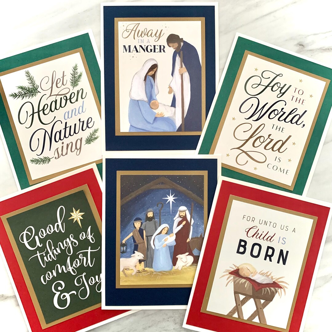 Religious Christmas Cards, Set of 6. Christian Handmade Cards - Etsy