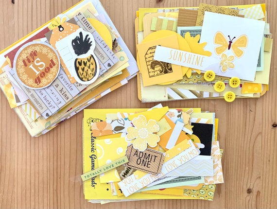 Yellow Ephemera Kit. Pack of 50 Paper Pieces Journal Cards - Etsy