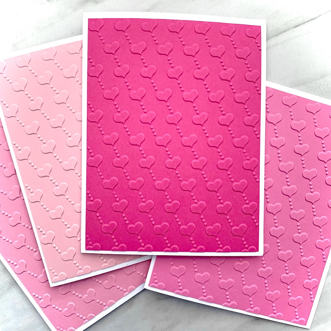 Pink Embossed Heart Note Cards: Handmade Blank Stationery Set - Etsy