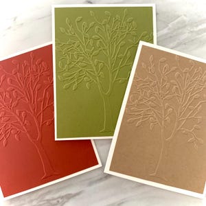 Fall Tree, Embossed Cards. Set of 5, Blank Tree Note Cards for ...