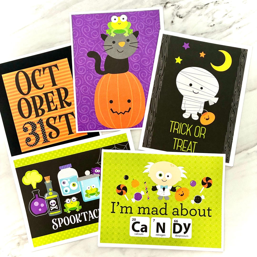 Halloween Cards, Set of 5 Variety Pack - Etsy