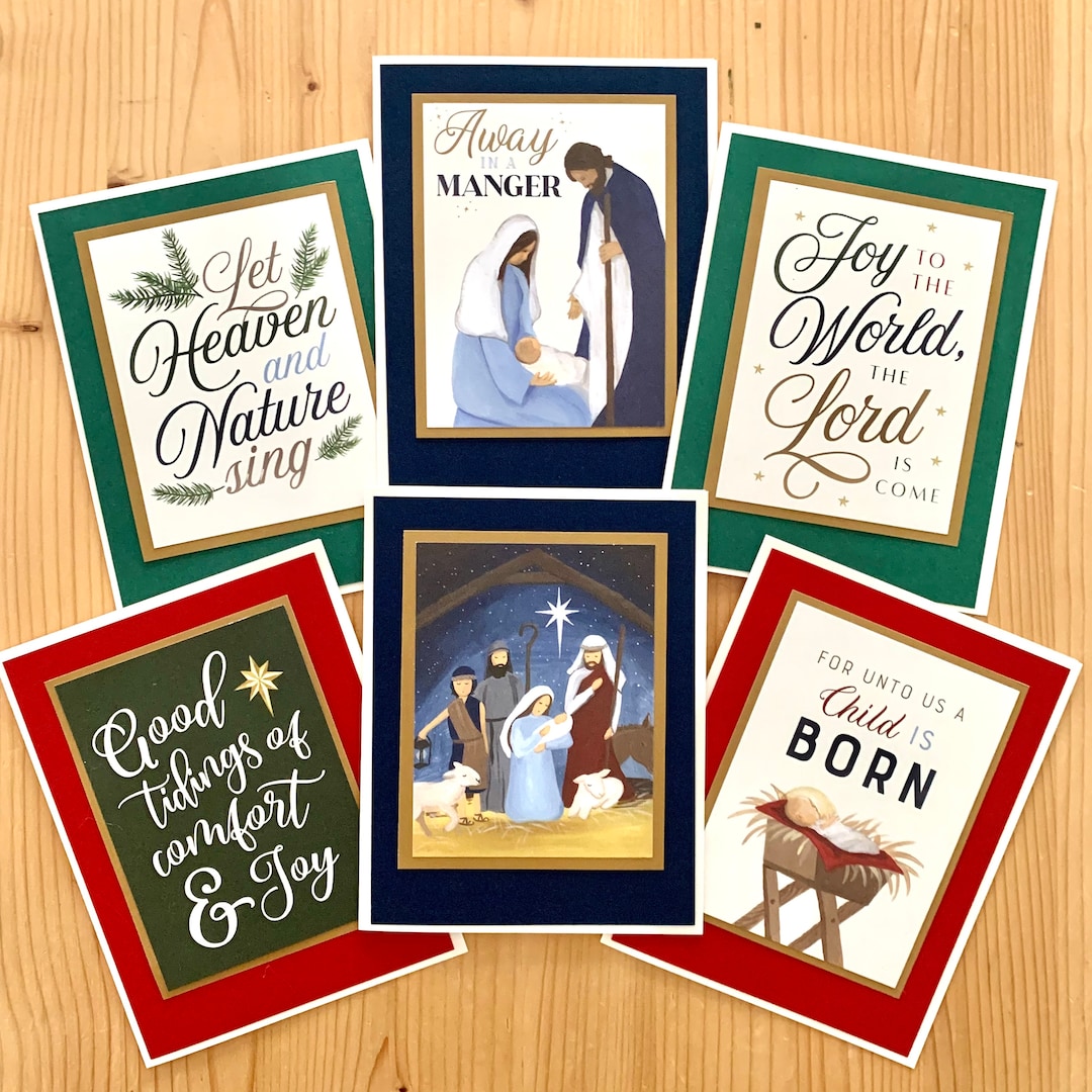 Religious Christmas Cards, Set of 6 Handmade Christian Cards - Etsy