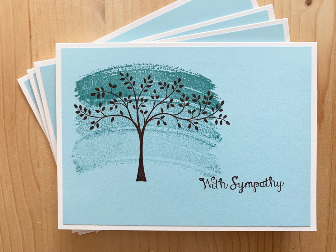 4 Tree Sympathy Cards. Blue Sympathy Card Set. Blank Sympathy - Etsy