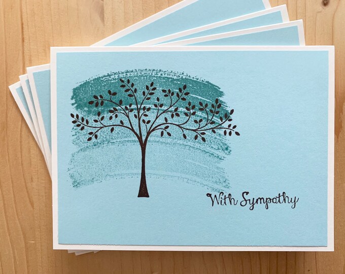 4 Tree Sympathy Cards. Blue Sympathy Card Set. Blank Sympathy - Etsy
