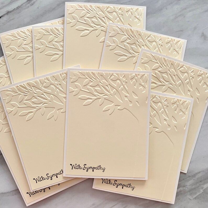 Handmade Embossed Tree Sympathy Cards: Cream Condolence Set - Etsy