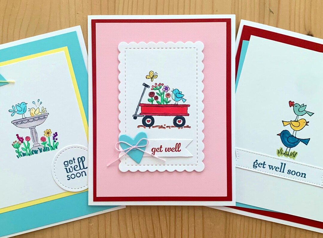 Get Well Greeting Cards. 3, Bird Get Well Soon Cards, Handmade - Etsy