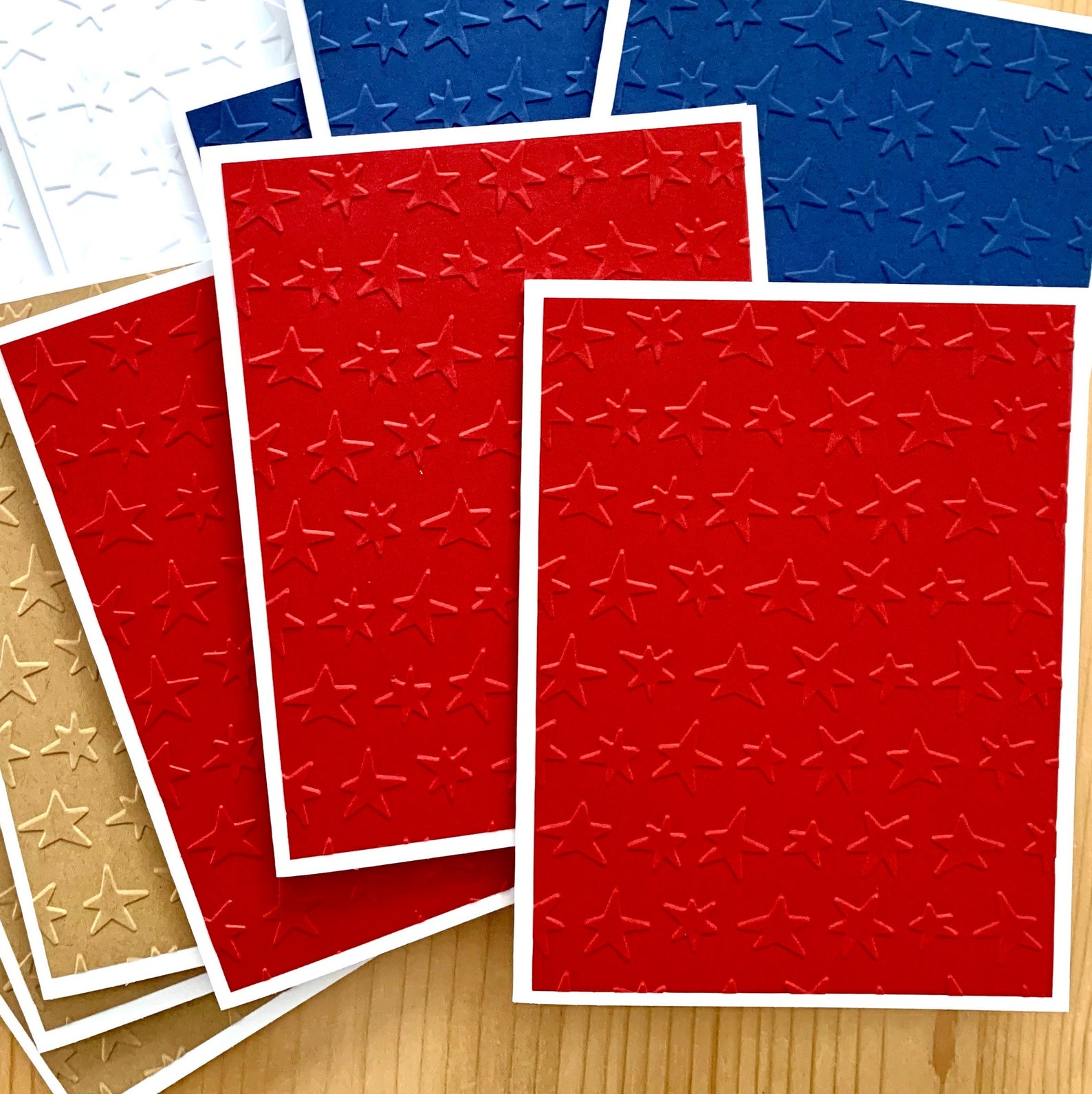 Embossed Star Card Set: Patriotic Red, White, and Blue Note Cards - Etsy