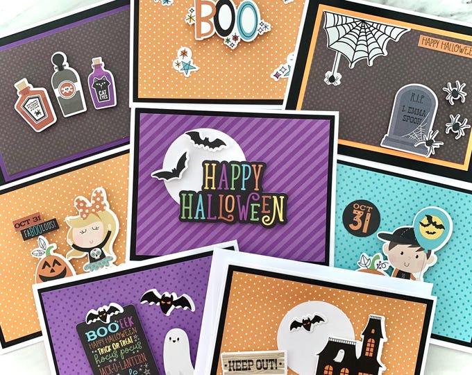 8 Handmade Halloween Cards With 3D Accents. Assortment of Different ...