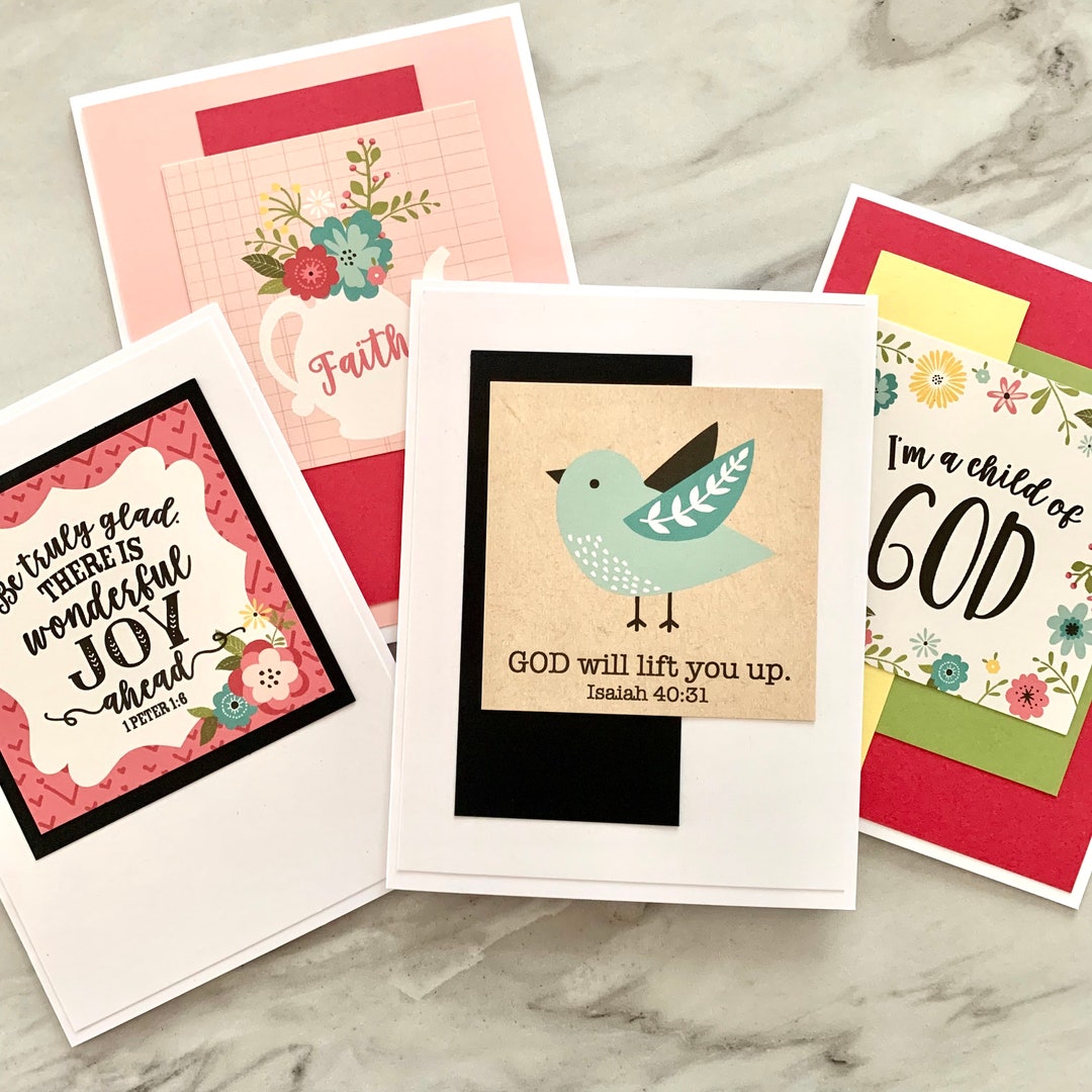 Bible Verse Greeting Cards. Set of 4, Christian Cards, Stationery Gift ...