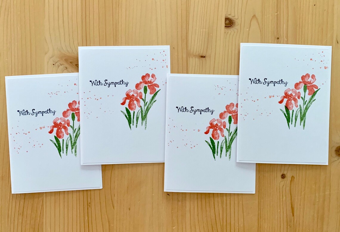 Sympathy Card Set of 4. Flower Condolence Card With Sympathy - Etsy
