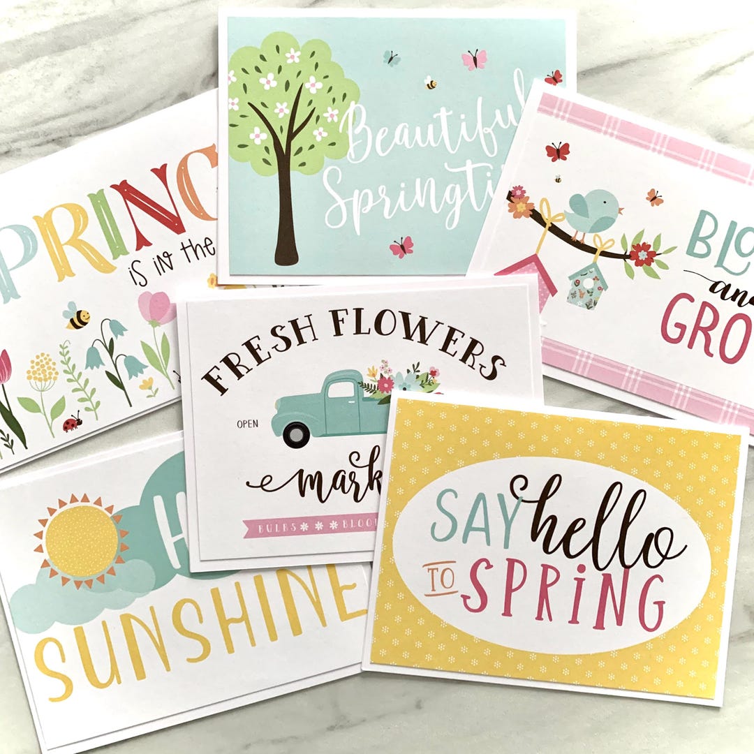 Spring Note Cards, Assortment Set of 6. Blank Inside - Etsy