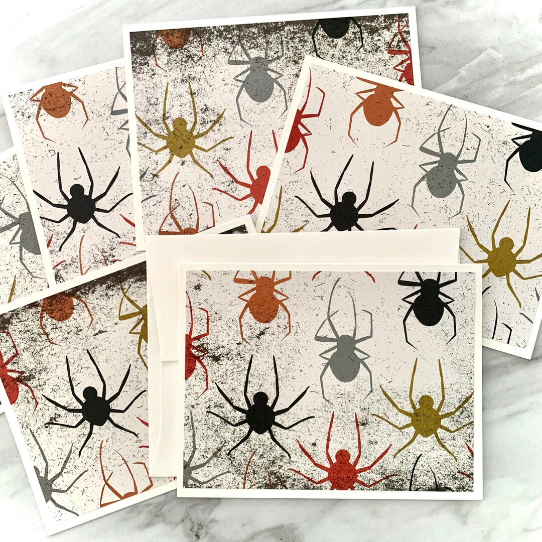 Halloween Spider Cards. Set of 6 or 12, Blank Spider Note Cards With ...